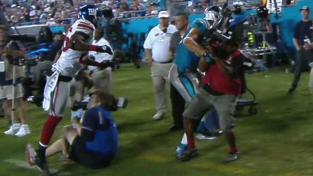 NFL: Cameramen floored by Giants and Panthers duo - BBC Sport