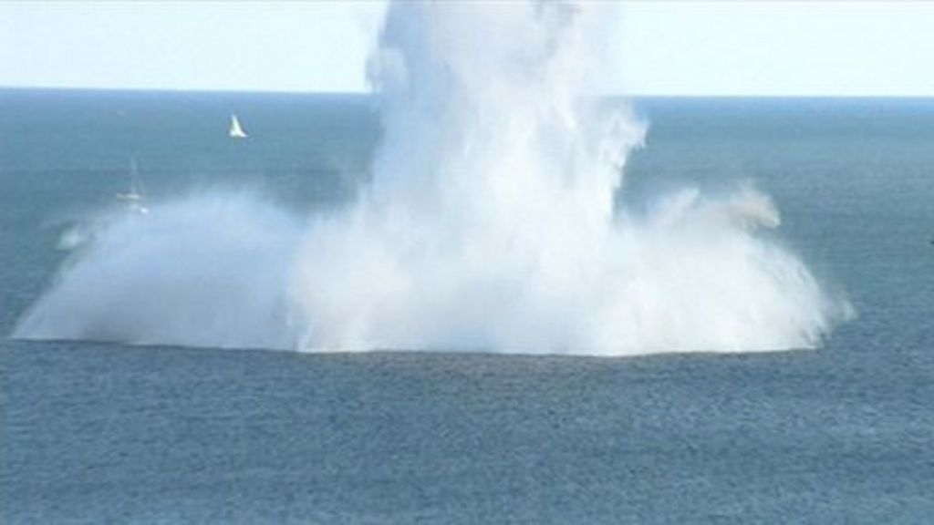 WWII parachute mine found in Helford River is detonated - BBC News