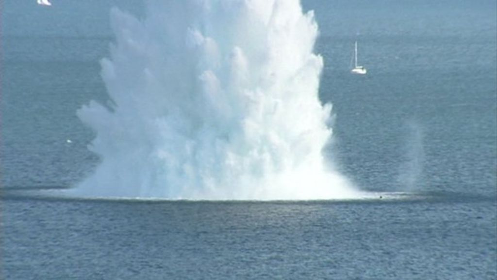 WWII parachute mine found in Helford River is detonated - BBC News