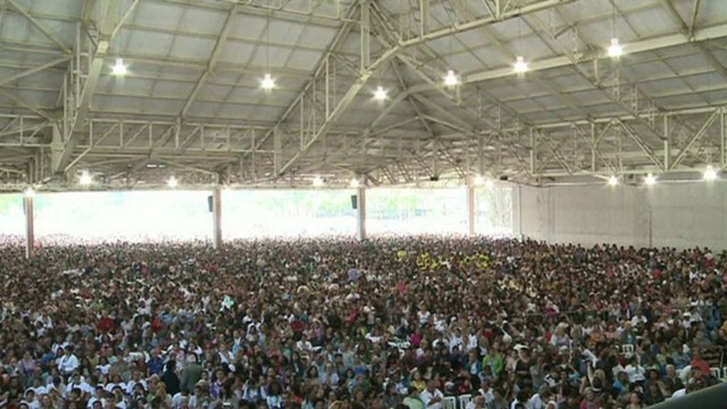 Tens of thousands attend opening of Brazil's 'biggest' church - BBC News