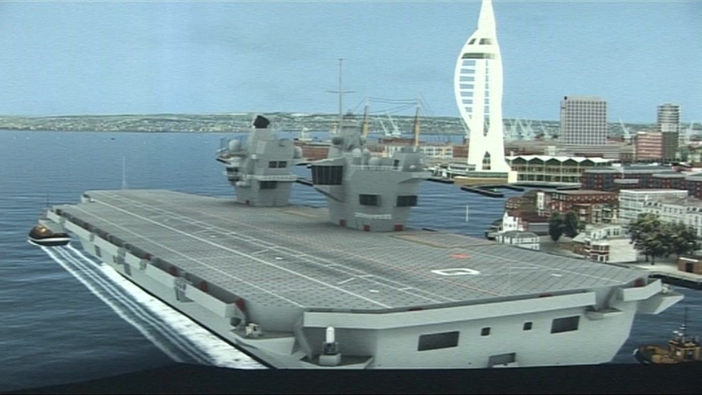 Royal Navy crew trains on aircraft carrier simulator - BBC News