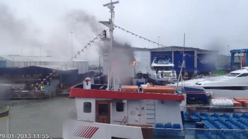 Sunseeker factory fire captured on camera - BBC News