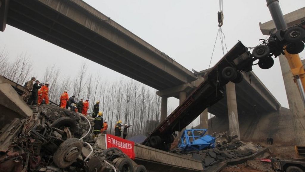 China fireworks truck blast causes deadly road collapse - BBC News
