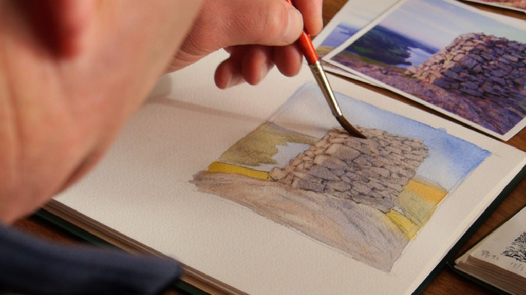 Artist's mission to bring colour to Wainwright sketches - BBC News