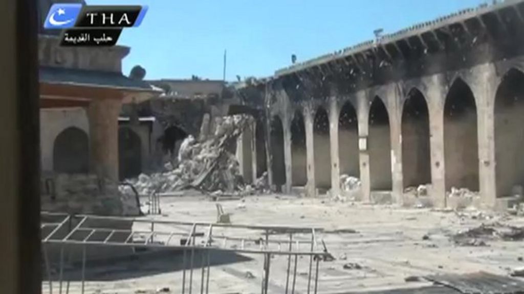 Syria clashes destroy ancient Aleppo minaret - BBC News