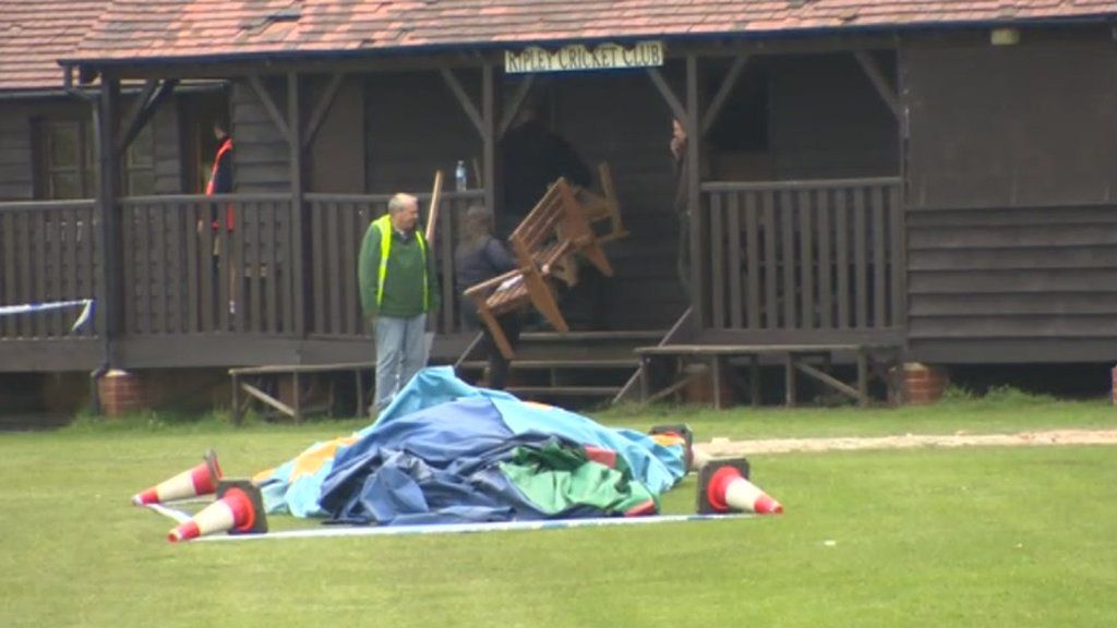 Harrogate inflatable slide blows over injuring five - BBC News