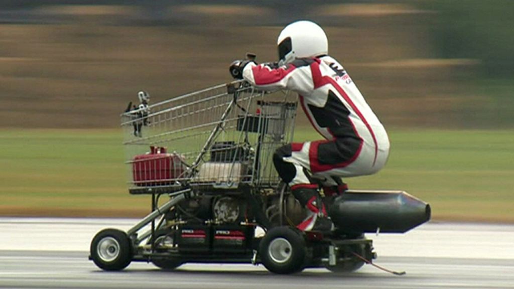 Riding a jet-propelled shopping trolley - BBC News