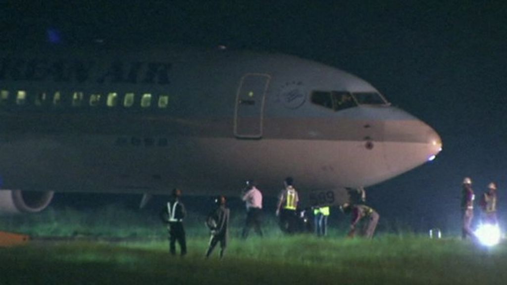Passenger plane overruns landing strip in Japan - BBC News