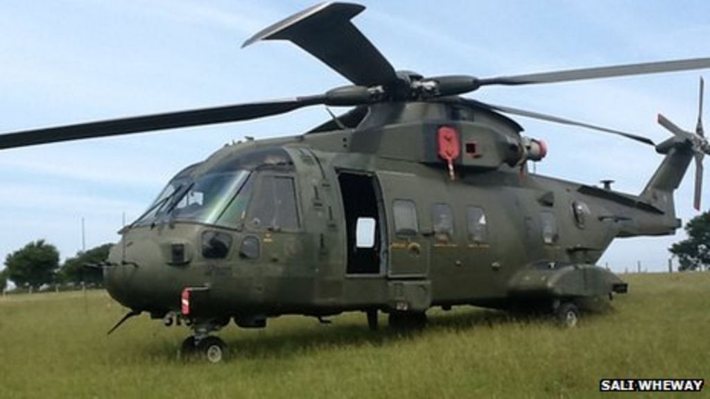 RAF helicopter forced to land in field in Old Colwyn - BBC News