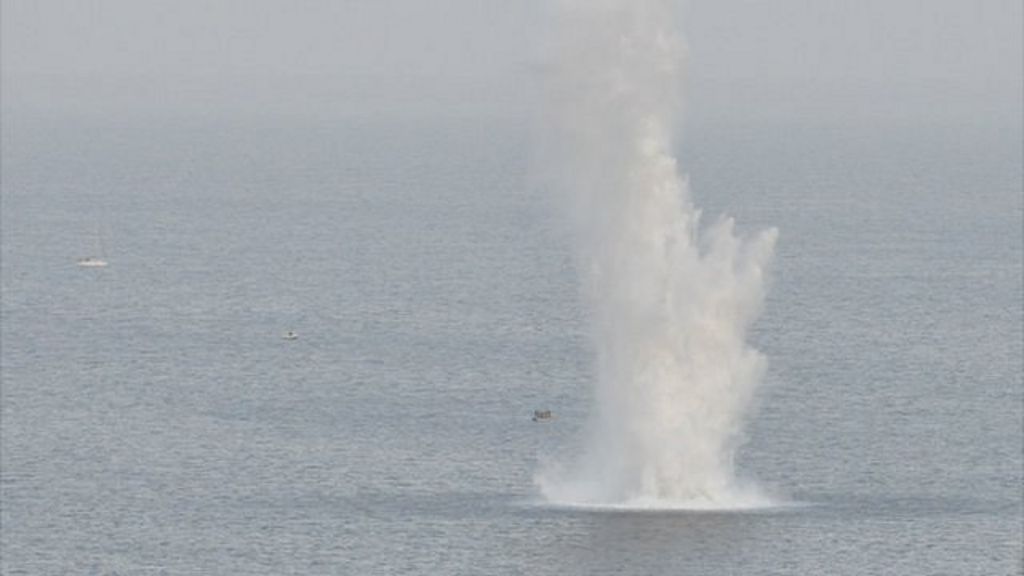 Guernsey World War II bomb blown up at sea - BBC News