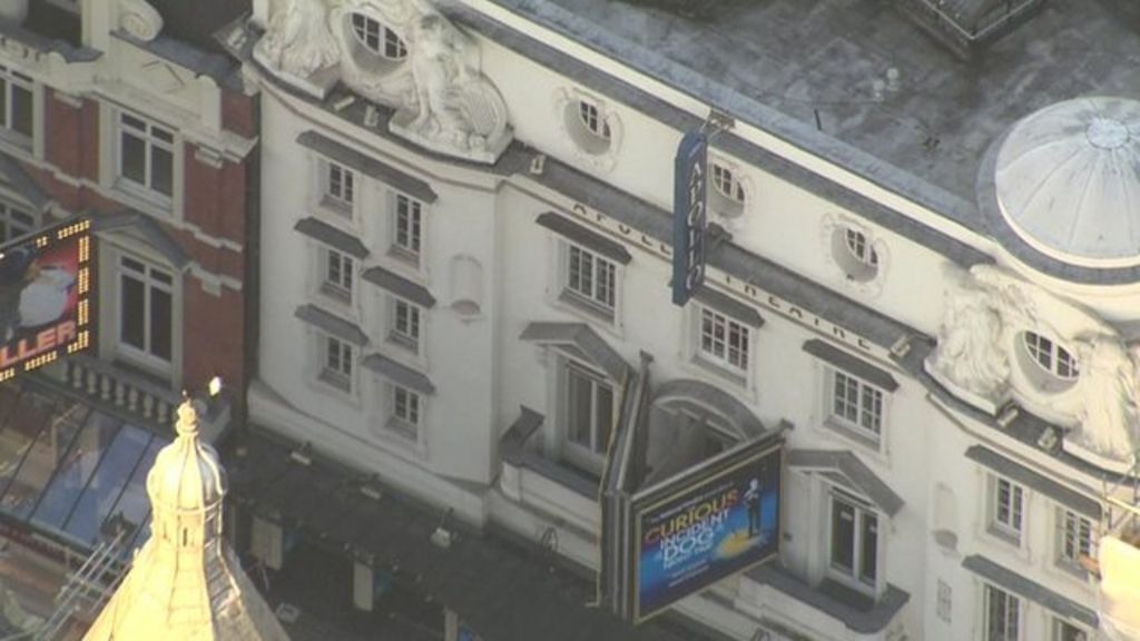 Aerial footage of Apollo Theatre after ceiling collapse - BBC News