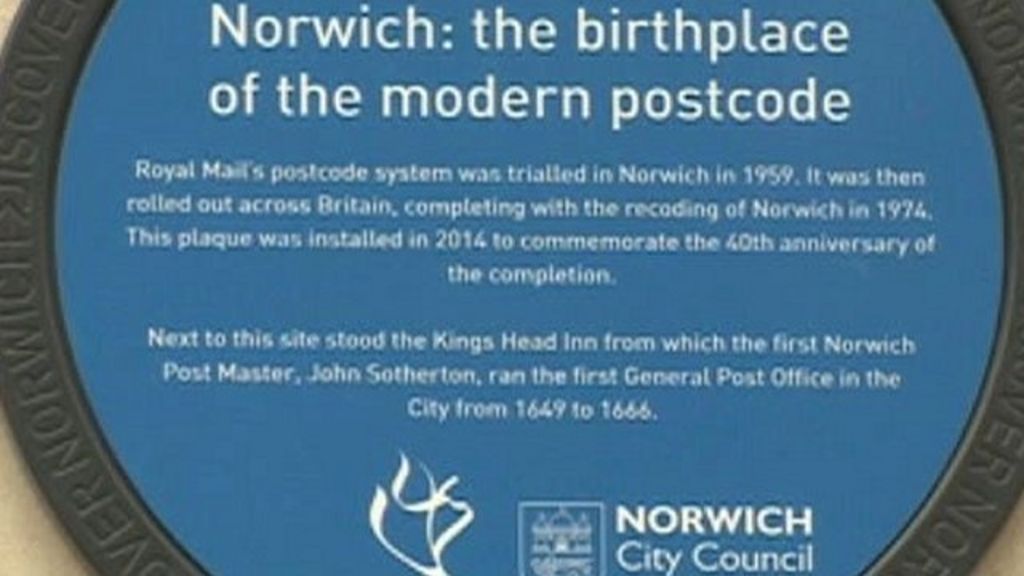 Norwich plaque marks birthplace of postcode - BBC News