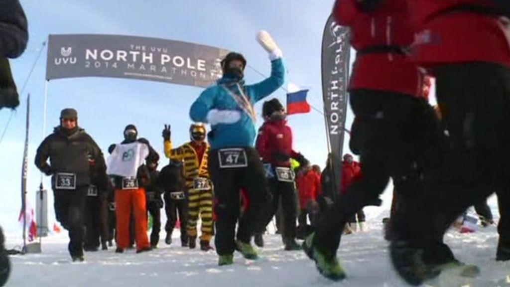 North Pole marathon challenges runners - BBC News