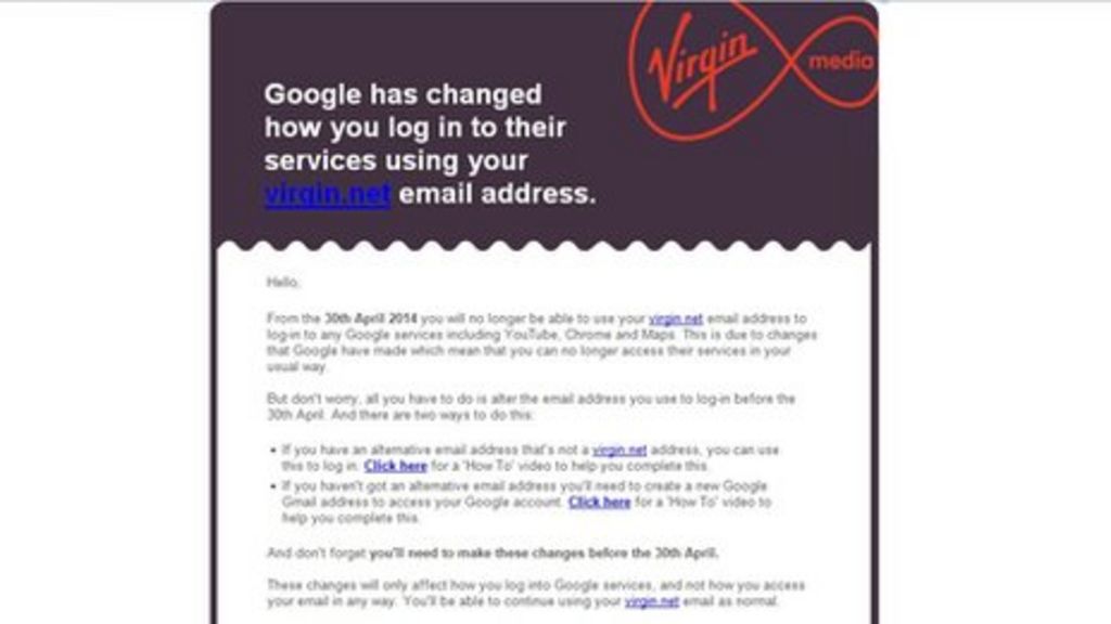 Virgin Media apologises for email distribution glitch - BBC News