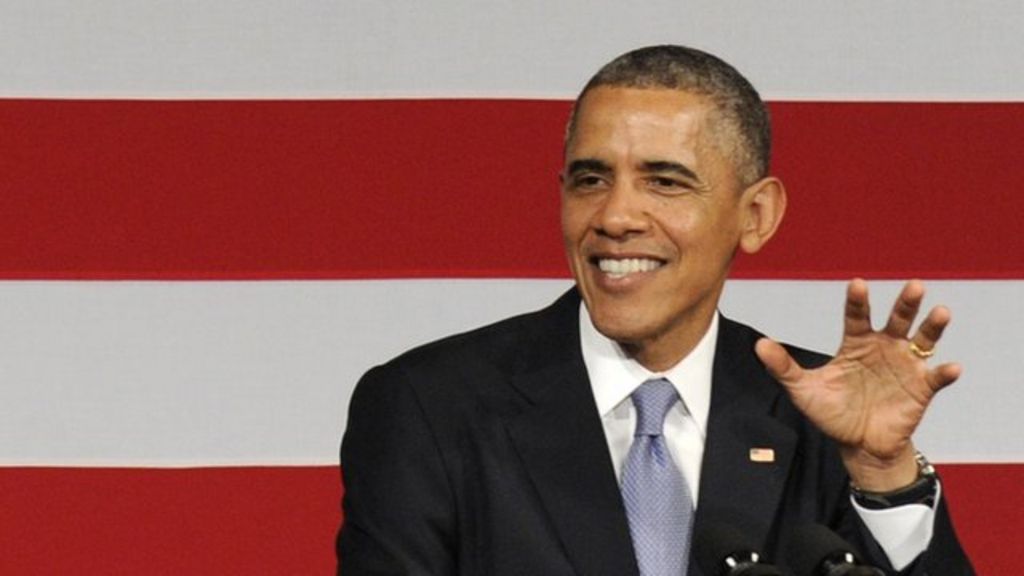 President Obama jokes with heckler at fundraiser - BBC News