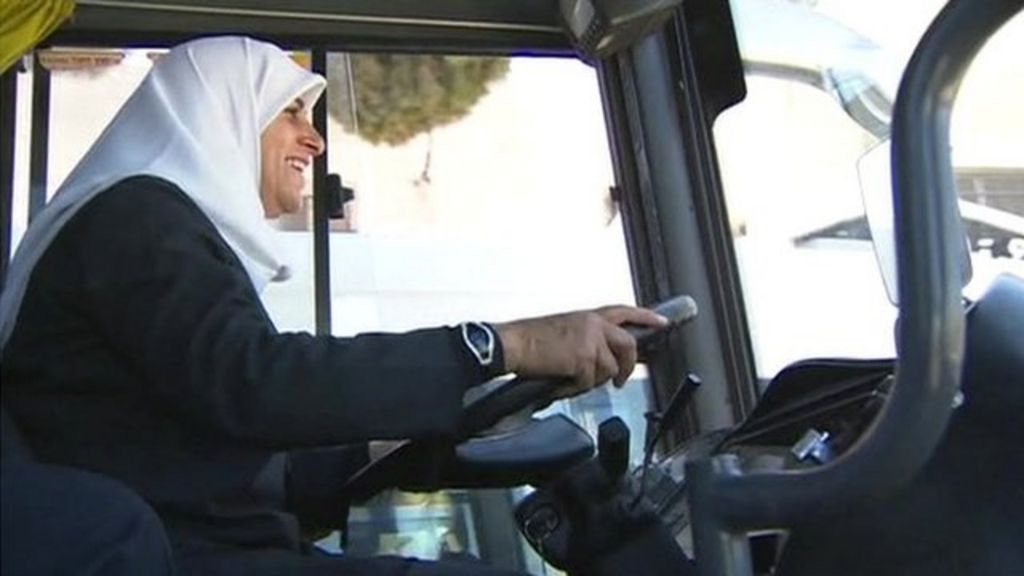 Hop on board with the West Bank's first female bus driver - BBC News