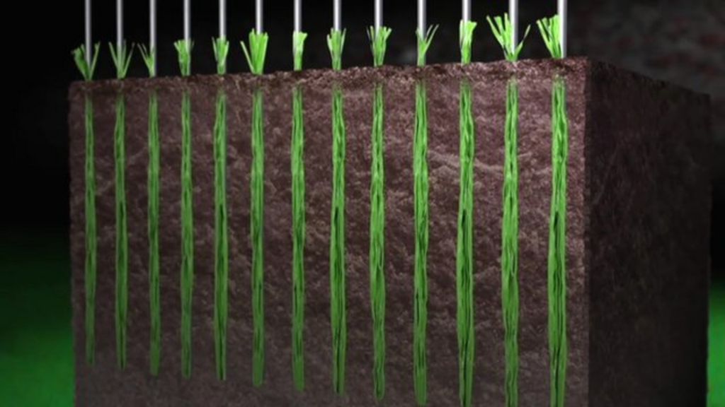 World Cup 2014: How hybrid pitches are made - BBC News