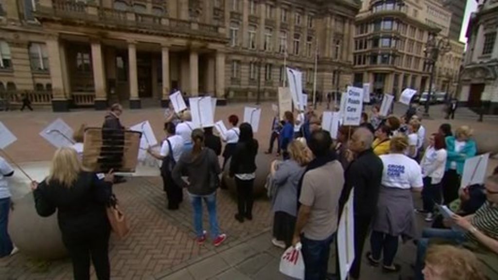 Birmingham protest over carers training funding cut - BBC News