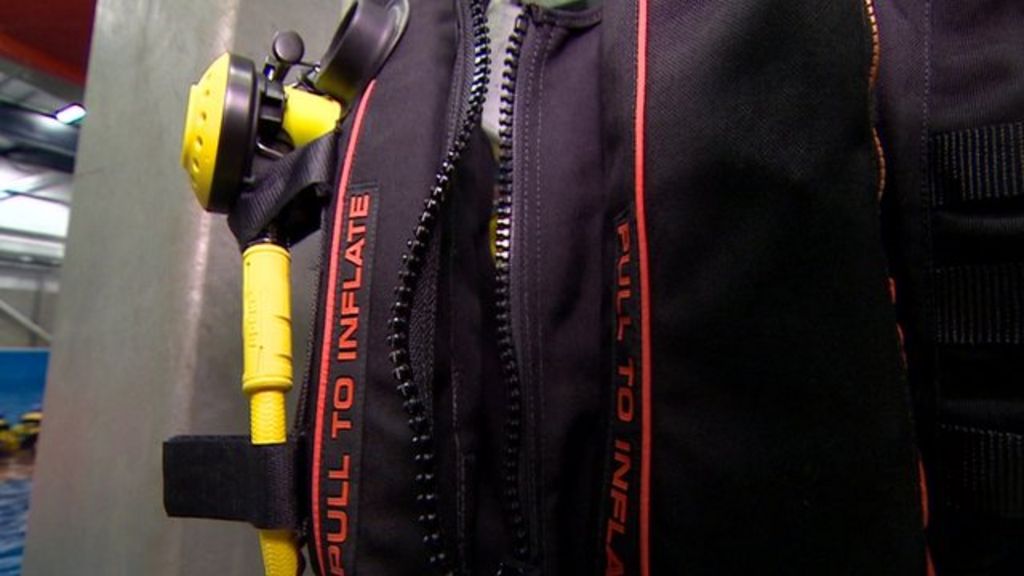 How the new North Sea helicopter life jacket works - BBC News