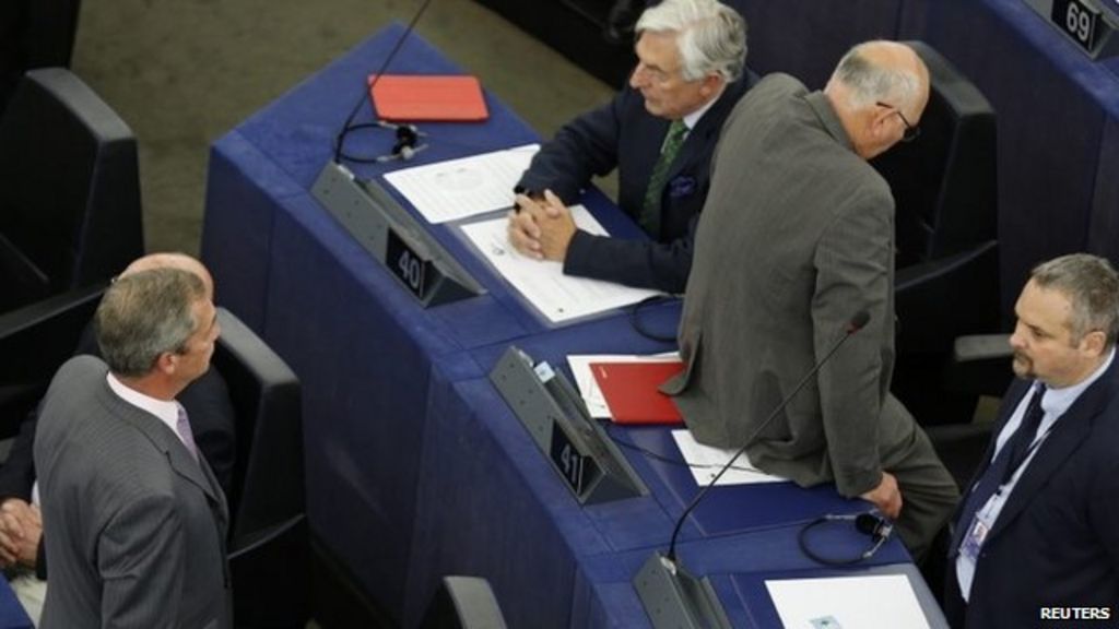 UKIP MEPs stage protest during EU anthem in Strasbourg - BBC News