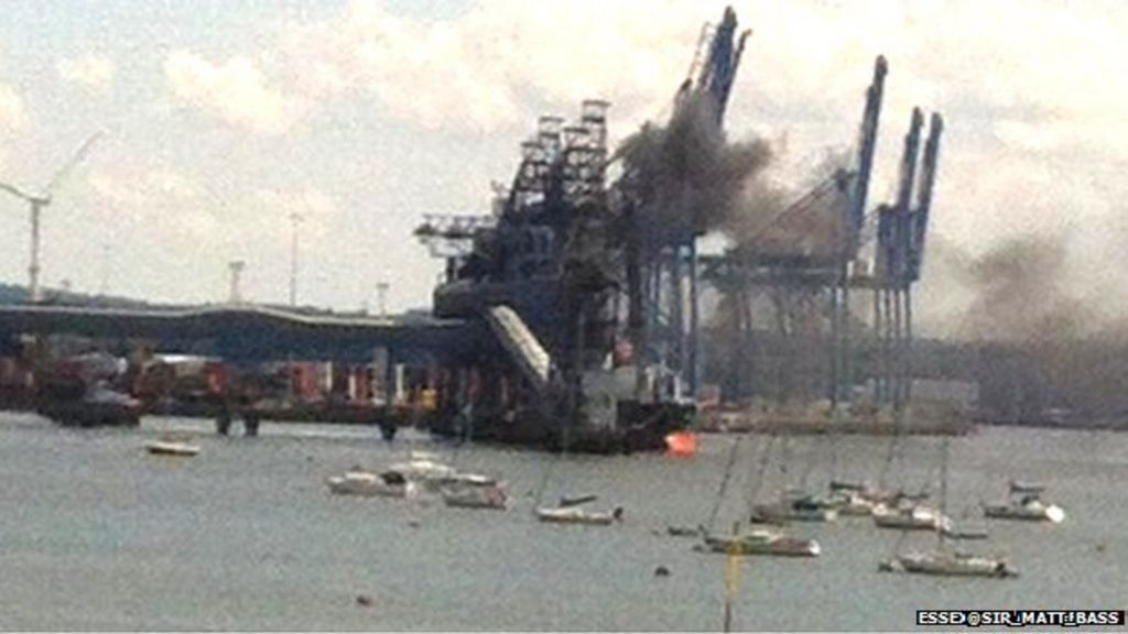 Tilbury Docks grain terminal conveyor belt damaged in fire - BBC News