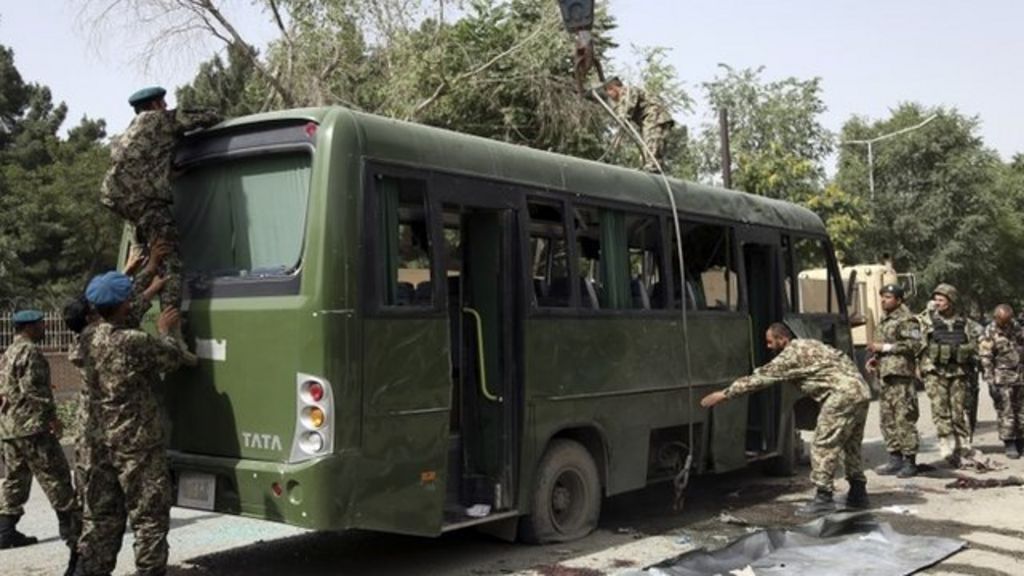 Afghan suicide bomber attacks military bus in Kabul - BBC News