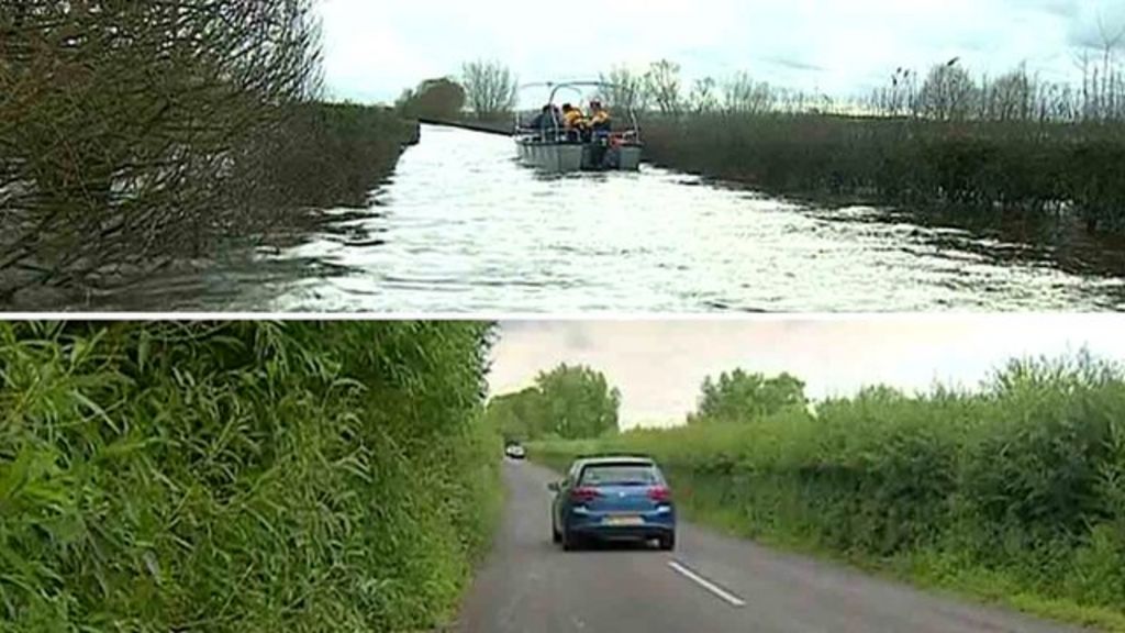 Flood-hit Muchelney, then and now - BBC News