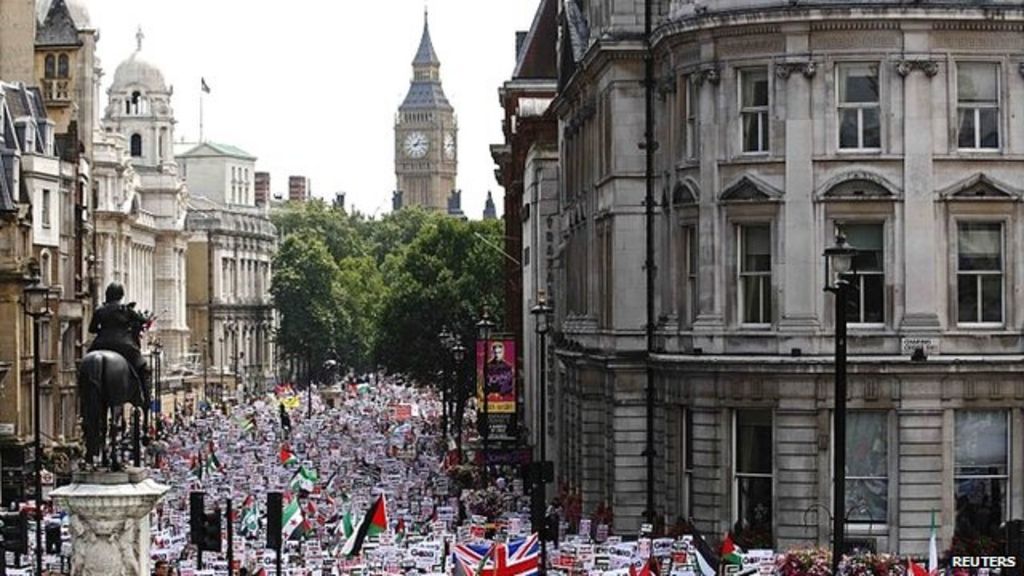 Thousands march in London over Gaza crisis - BBC News