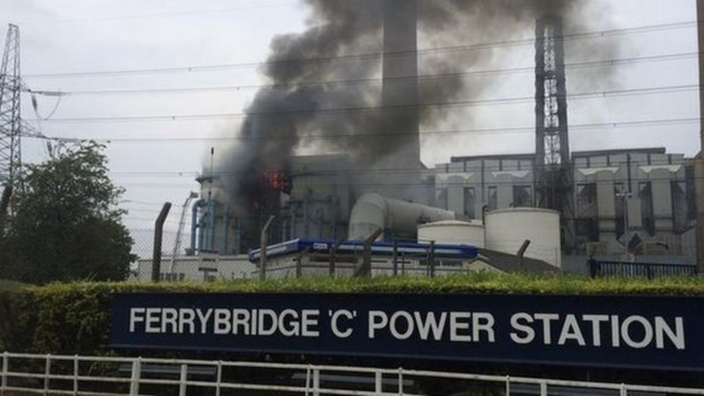 Ferrybridge Power station fire causes tower's partial collapse - BBC News