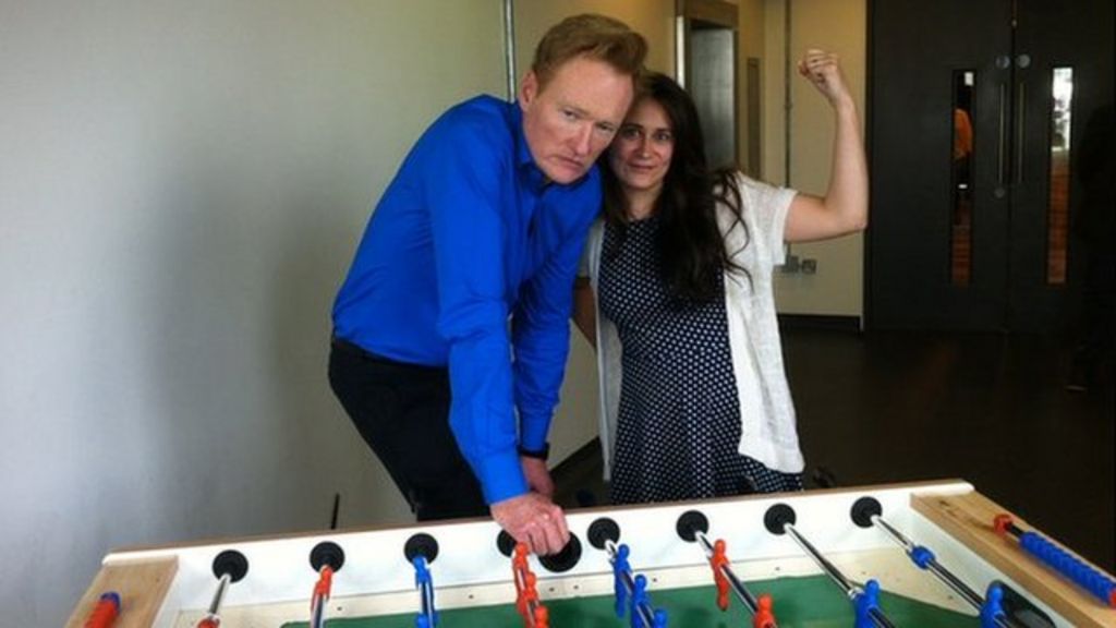 Conan O'Brien plays table football - BBC News