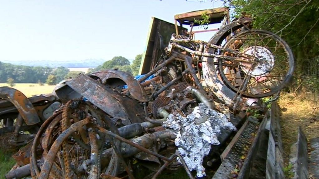 Vintage motorcycle collection destroyed by arson - BBC News
