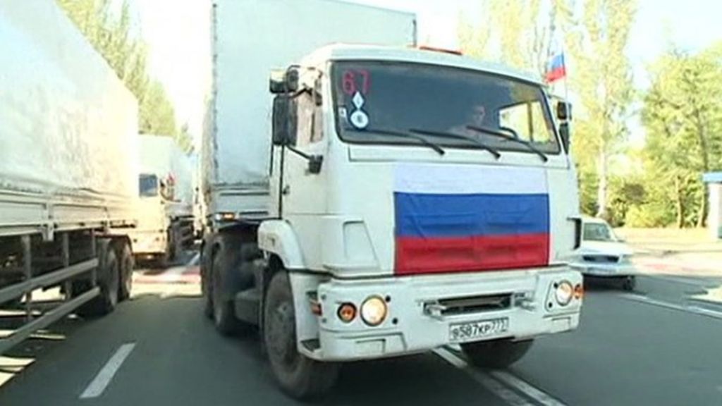 Ukraine Crisis Aid Convoy Arrives In Donetsk Says Russia Bbc News
