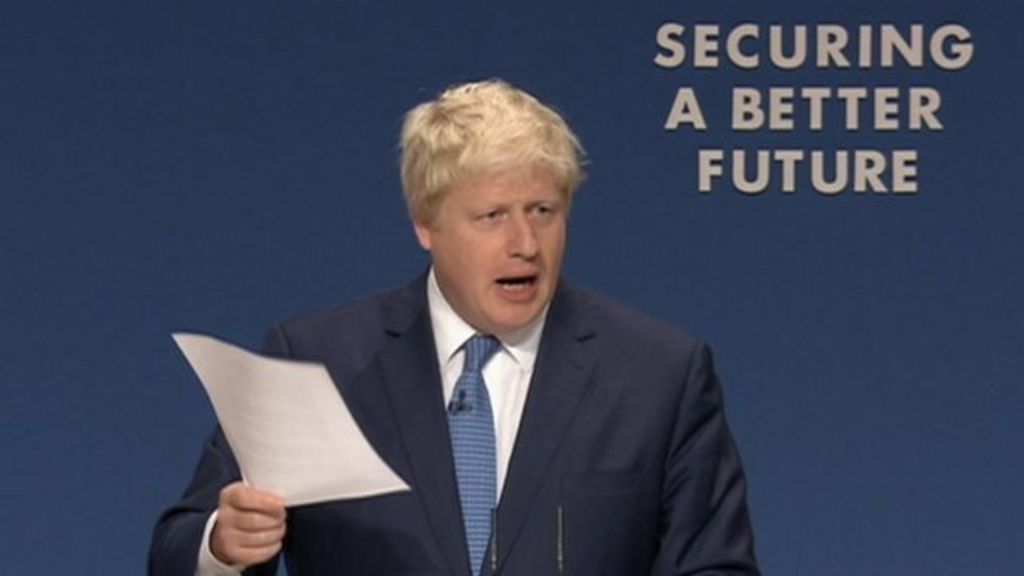 Tory conference: Johnson jokes on Salmond and UKIP - BBC News
