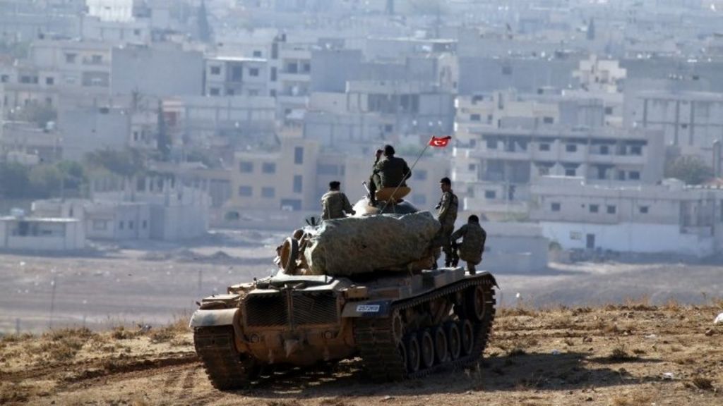 Kobane: Air strikes 'stall IS advance' on Syrian border town - BBC News