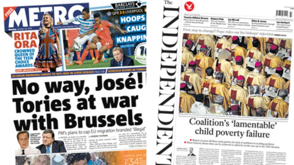 Newspaper headlines: EU migration and child poverty - BBC News