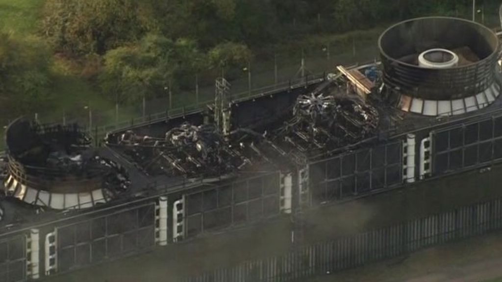 Didcot B fire: Aerial footage shows extent of blaze damage - BBC News