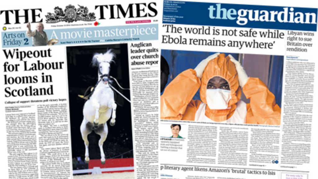 Newspaper headlines: Labour 'wipeout', Ebola threat and UK aid - BBC News