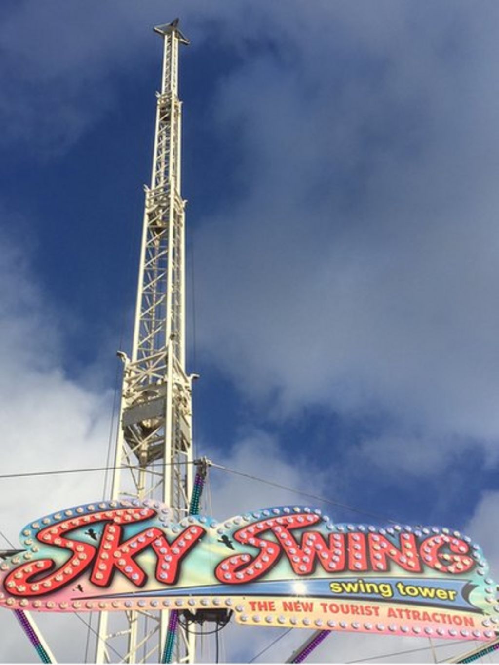 Wind closes Sky Swing again at Cardiff Winter Wonderland - BBC News
