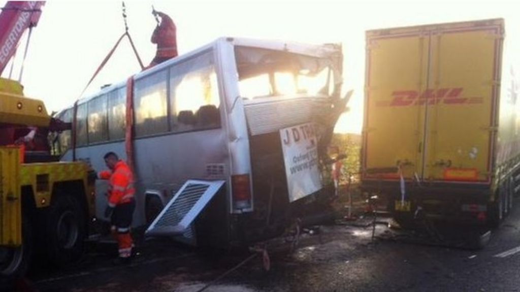 First Great Western rail replacement bus hit by lorry - BBC News