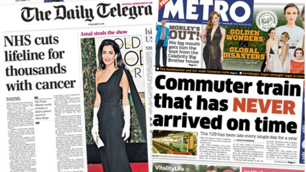 Newspaper headlines: Cancer funding fears, and the 'train that's always ...