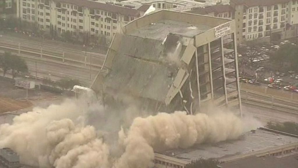 Dallas building demolished to make way for shopping centre - BBC News