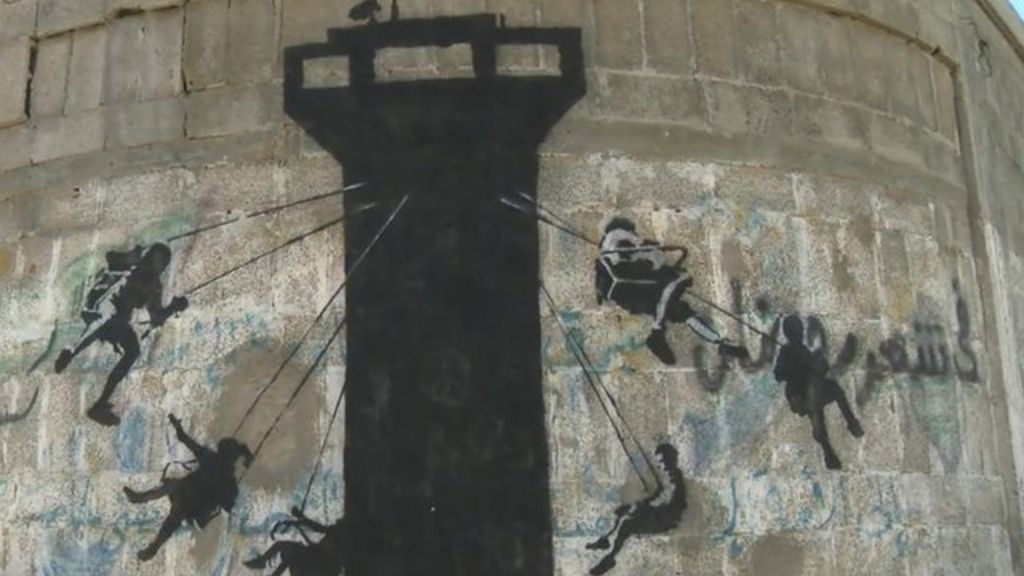 Banksy artwork appears on the streets and walls of Gaza - BBC News