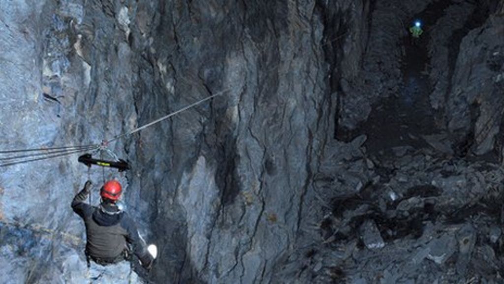 Gwynedd slate mine home to underground zip line - BBC News