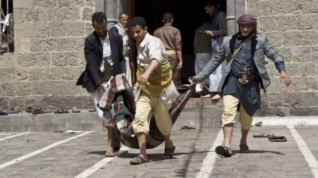 In Pictures: Yemen suicide bombings kill over a hundred - BBC News