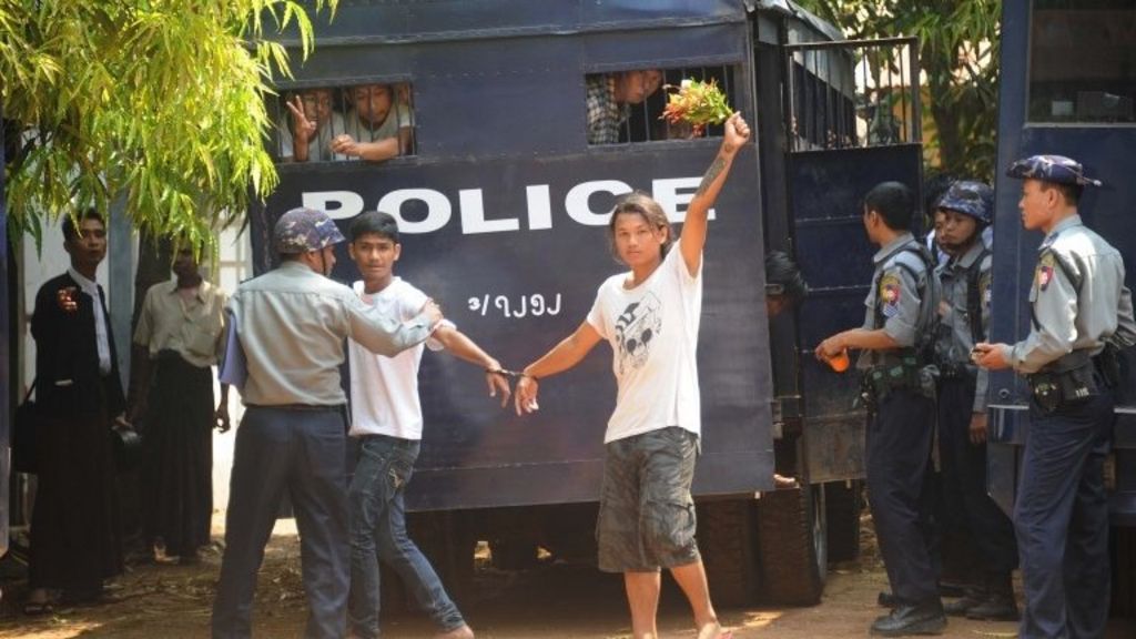Myanmar students and activists charged over protest clashes - BBC News