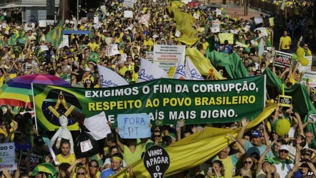 Mass protests sweep through Brazil over oil giant Petrobras - BBC News