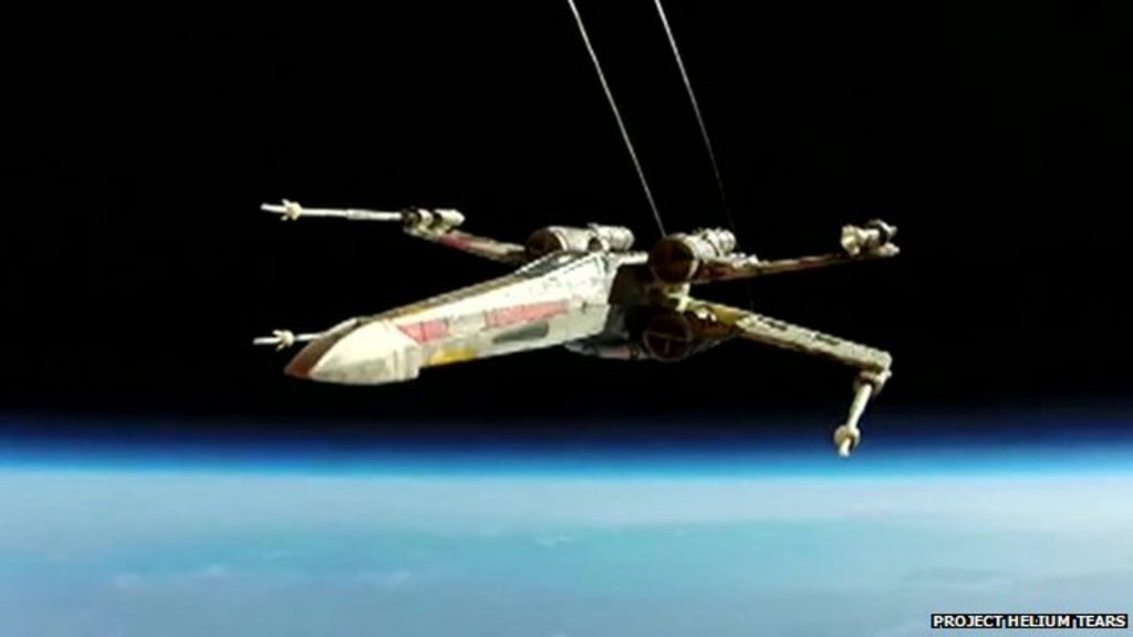 Star Wars fans launch X-wing into the stratosphere - BBC News