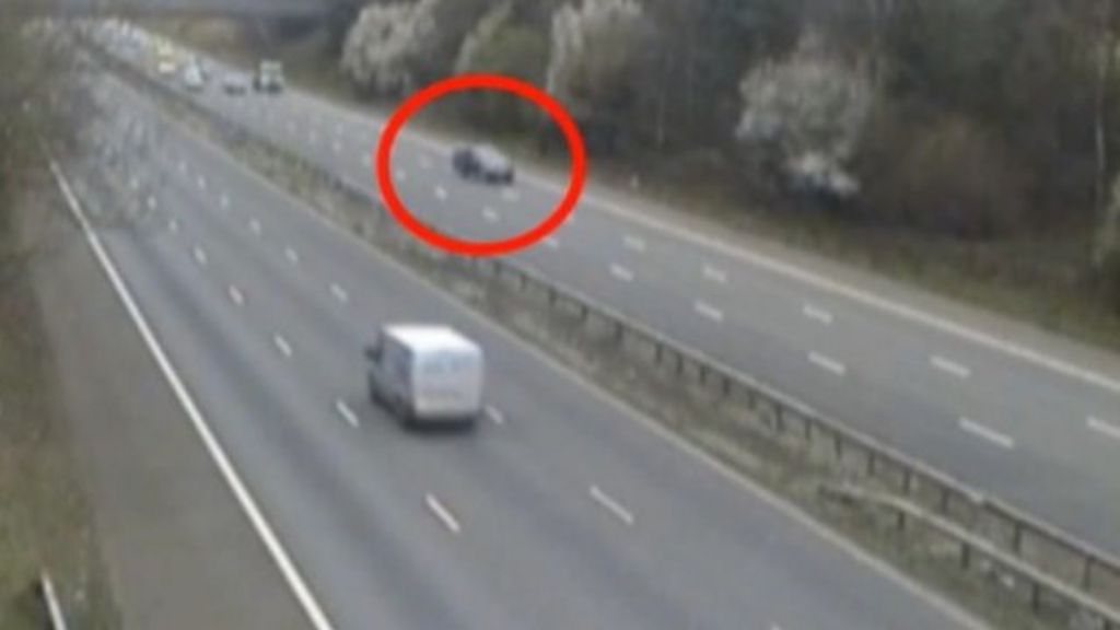 CCTV footage shows seconds before M1 car crash murder - BBC News
