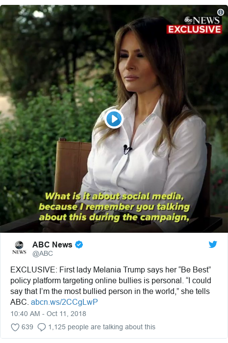 Melania Trump: 'I'm the most bullied person on the world' - BBC News