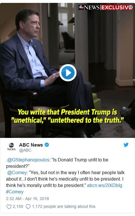 Ex Fbi Chief James Comey Says Trump Morally Unfit To Be President